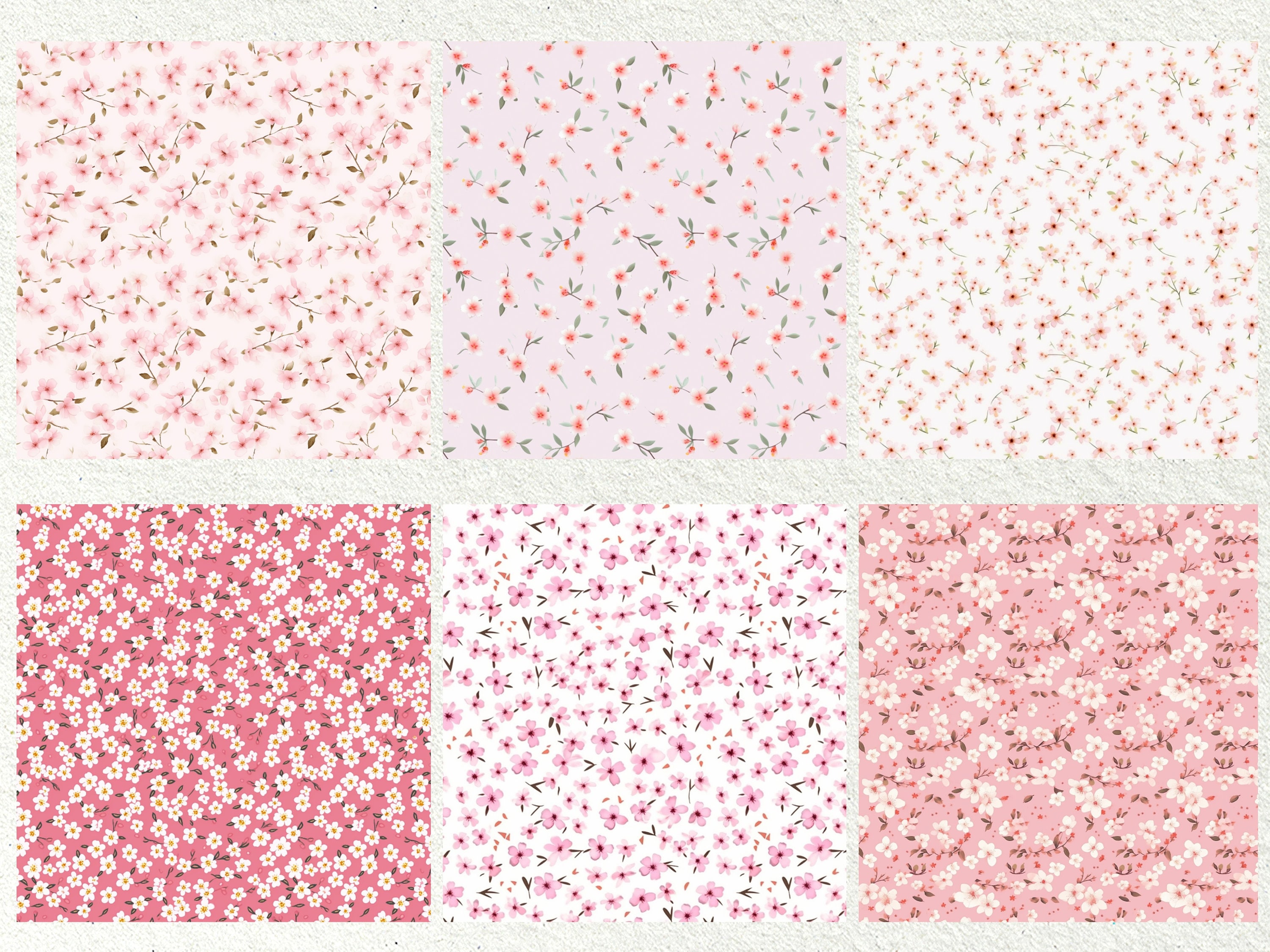 24 Seamless Petite Pink Flower Patterns - High-res Digital Backgrounds ...