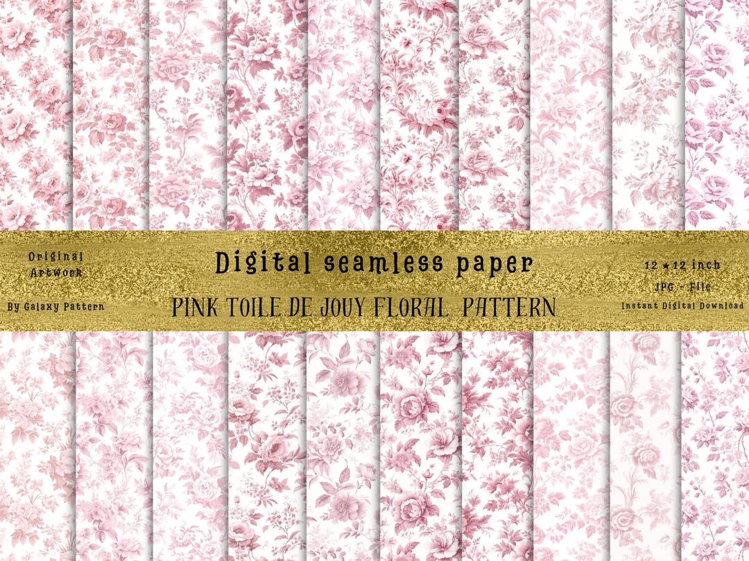 21 Seamless Pink Toile De Jouy Floral Patterns | Perfect For, DIY ...