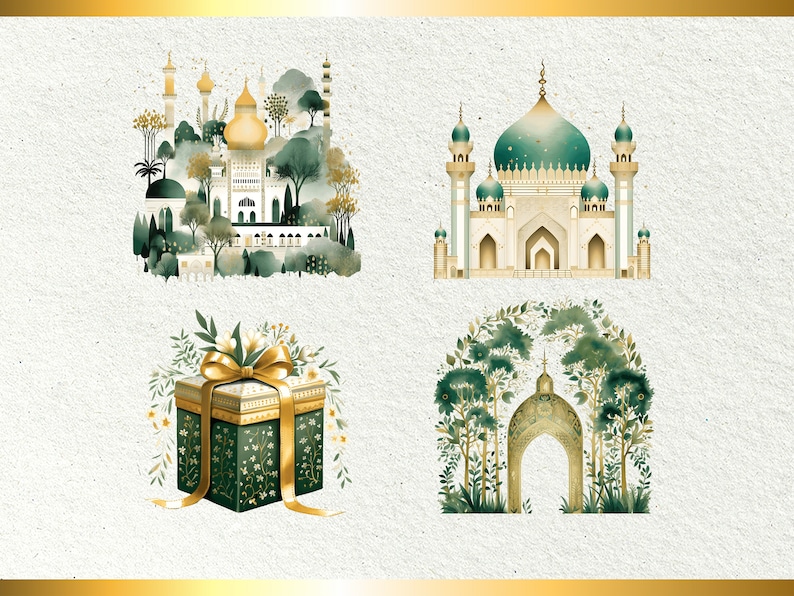 Forest Green Islamic Cliparts – Ramadan & Eid Graphics (PNG) - Etsy