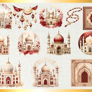 Elegant Red & Cream Islamic Clipart Collection - 68 High-quality PNG ...