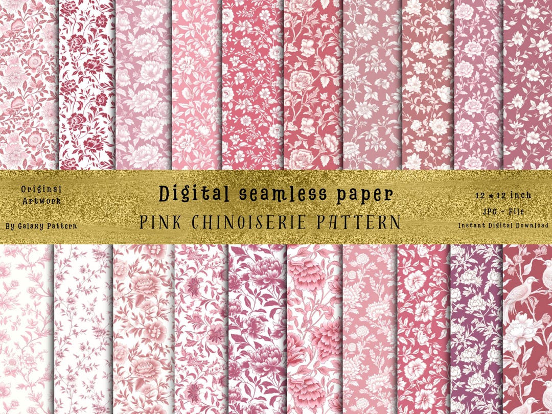 24 Seamless Anna Maria Garthwaite-style Pink Chinoiserie Patterns ...