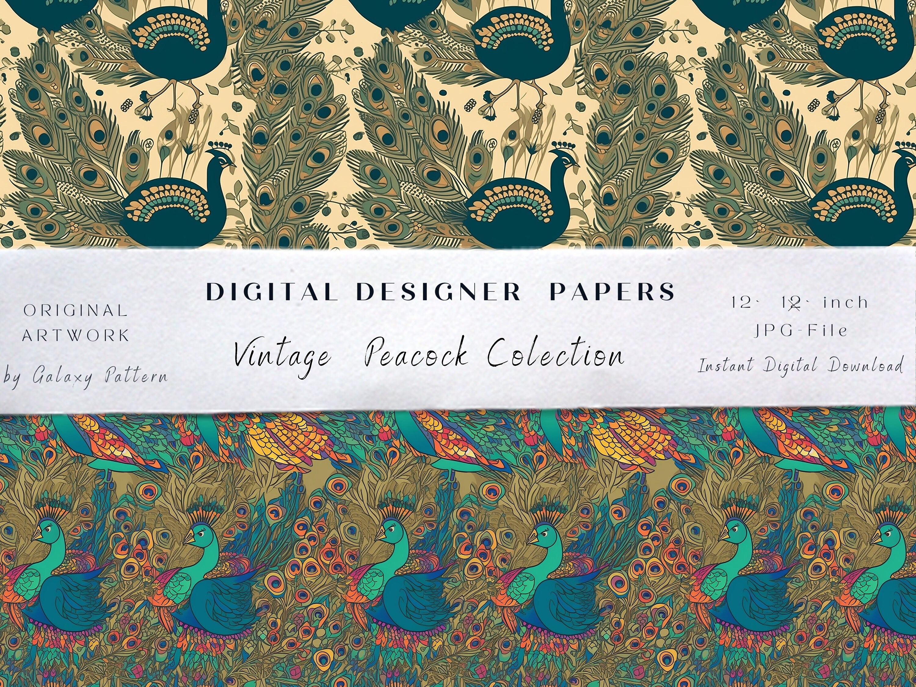 10 Vintage Peacock Seamless Digital Paper for Commercial Use - Etsy