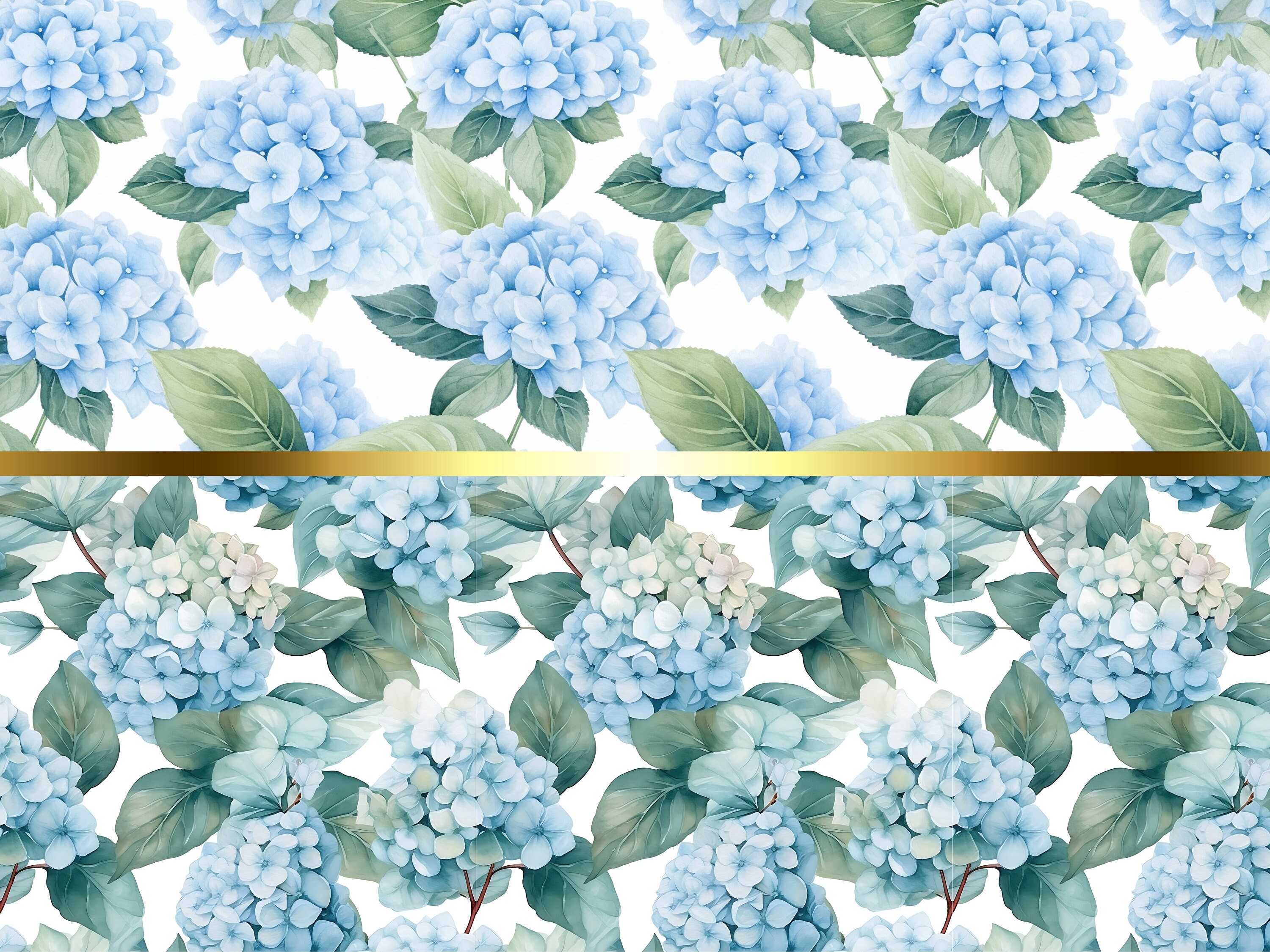 Watercolor Hydrangea Seamless Pattern Set 10 Blue and White Floral ...