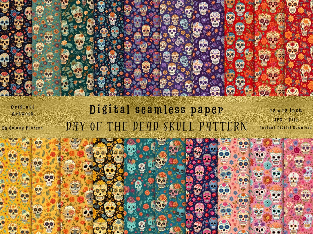 30 Day of the Dead Skull Patterns - High-quality Digital Download ...