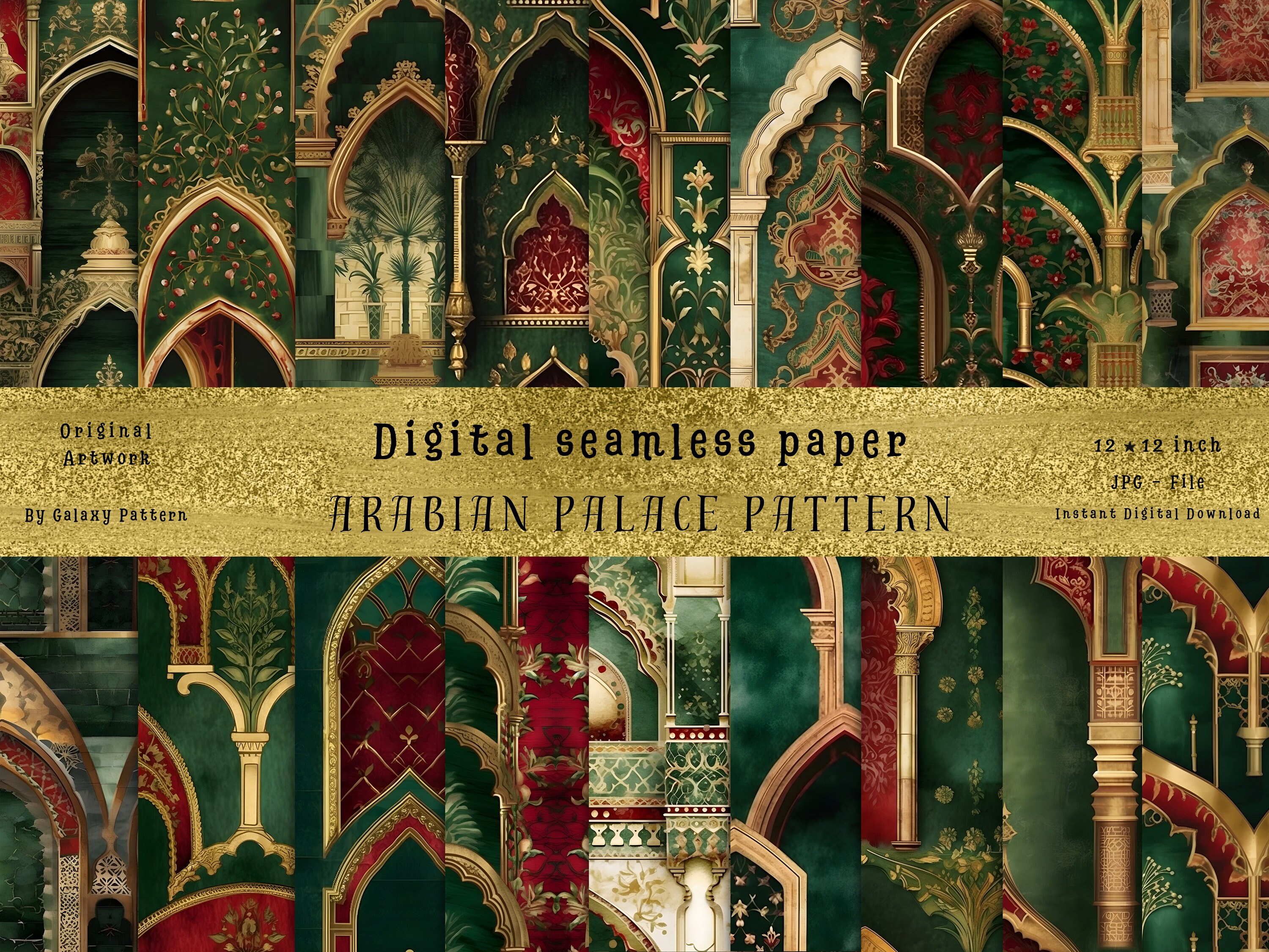 Arabian Palace Seamless Patterns Bundle: 25+1 Bonus Majestic Designs ...