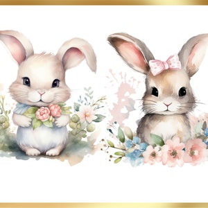 10-pack Baby Bunny Clipart Watercolor Illustration Digital - Etsy