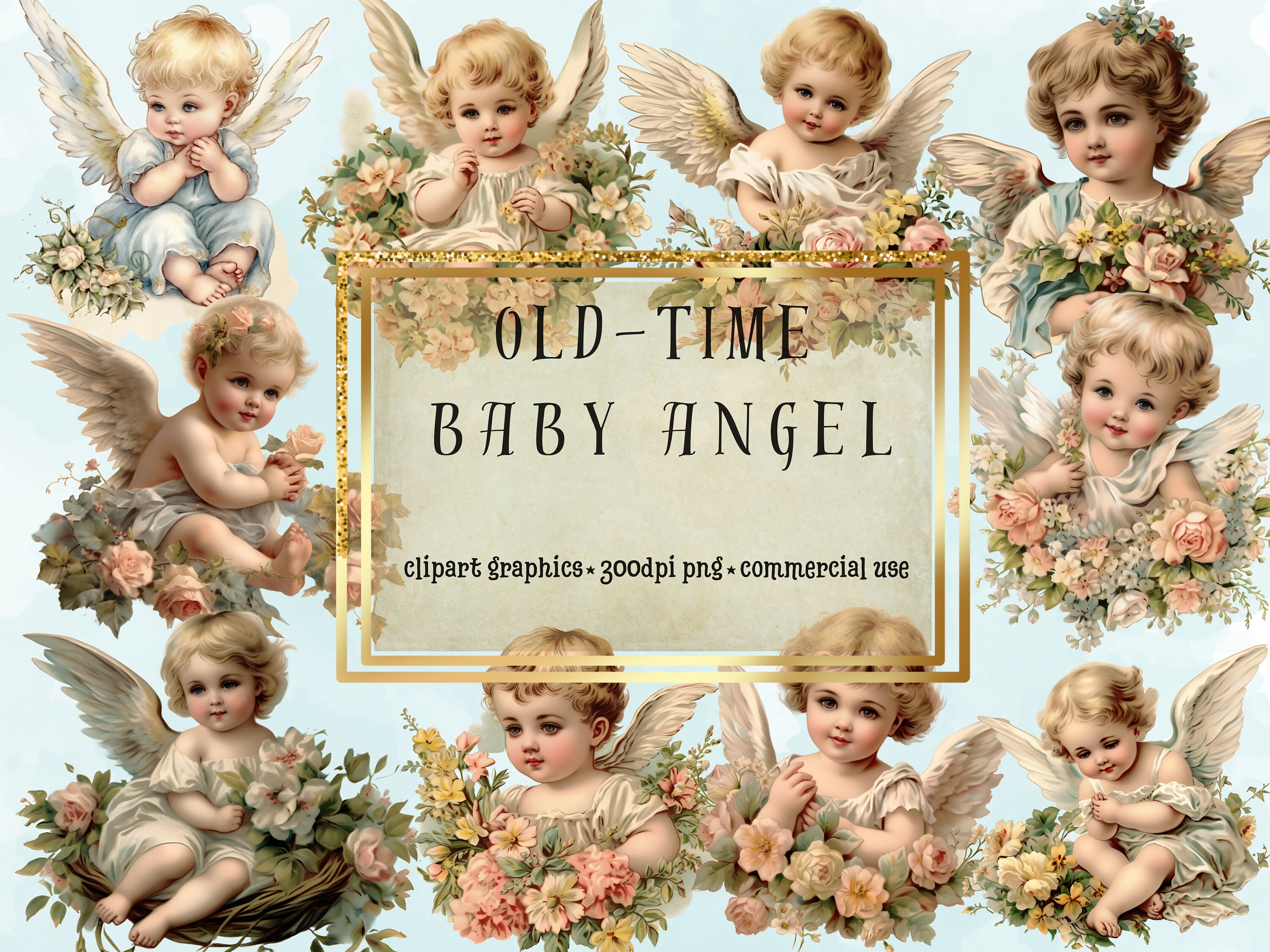 Vintage Angel Baby Clipart Set 10 High-quality PNG Images DIY Crafting ...