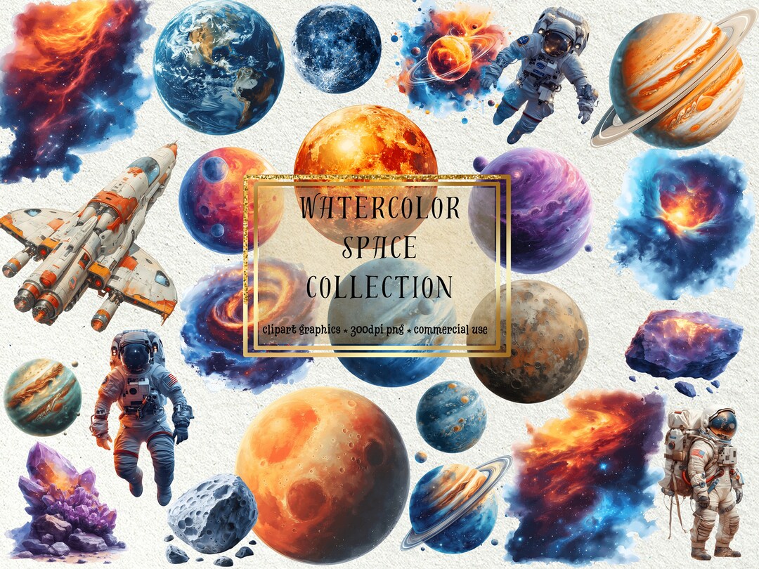 Ultimate Space Clipart Collection: 36+1 Bonus Watercolor Universe ...