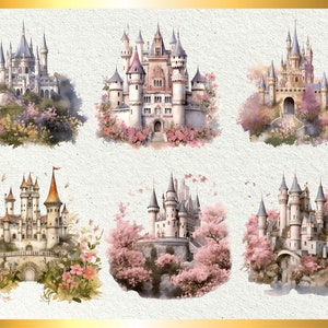 Magical Watercolor Castle Clipart - 30 Fairytale Castles, Pngs for ...