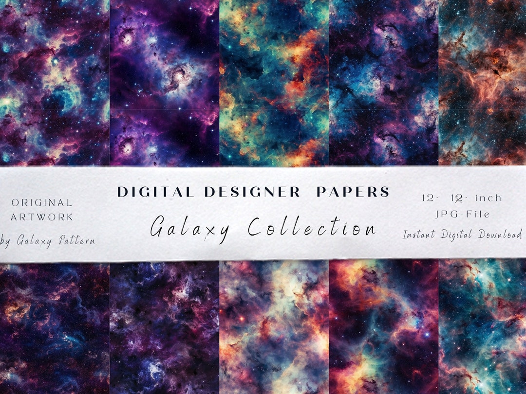 Seamless Galaxy Background Digital Paper Pack - 10 Designs for ...