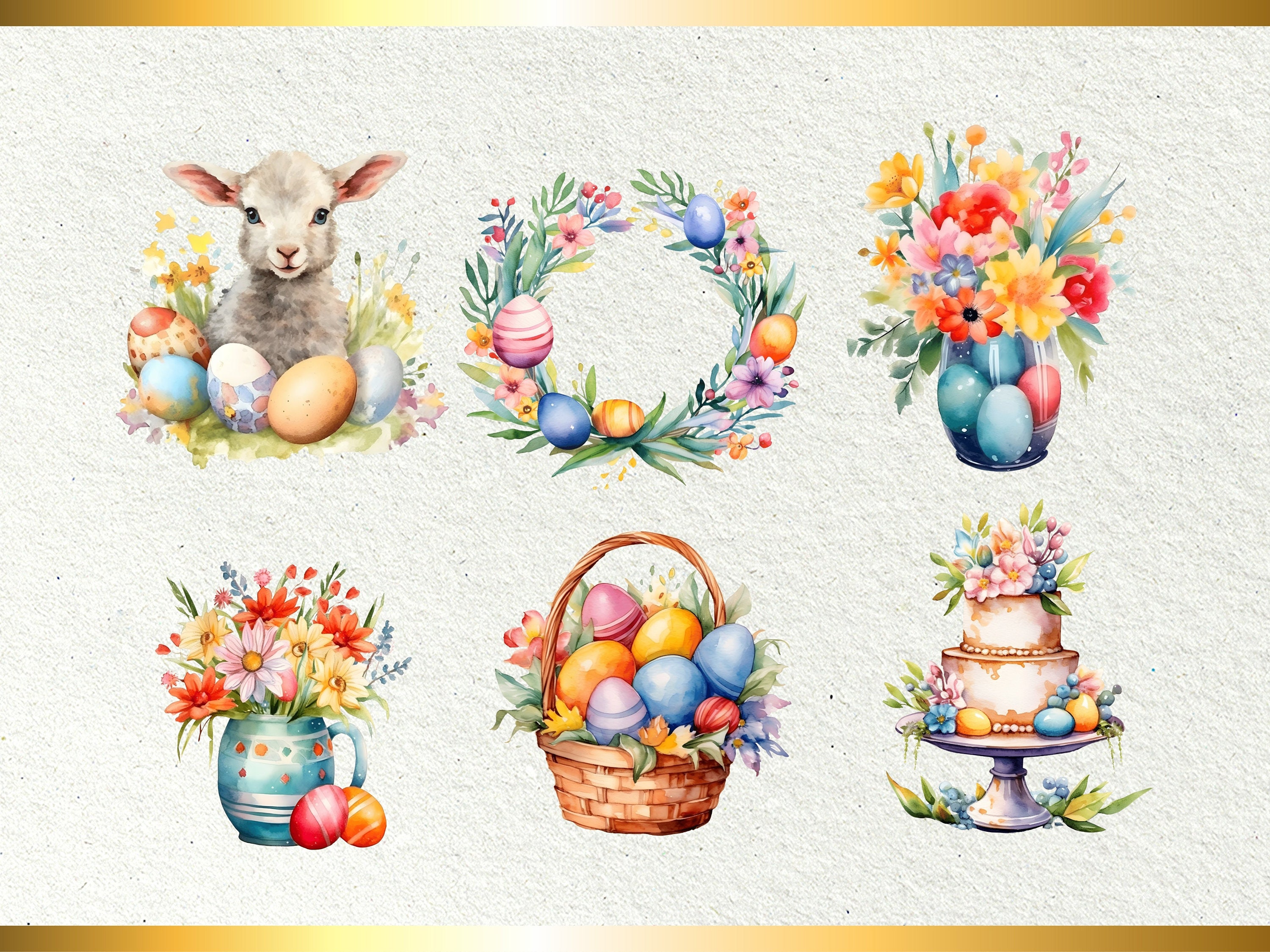 30+1 Watercolor Easter Clipart Bundle -vibrant, High-quality 300 DPI ...