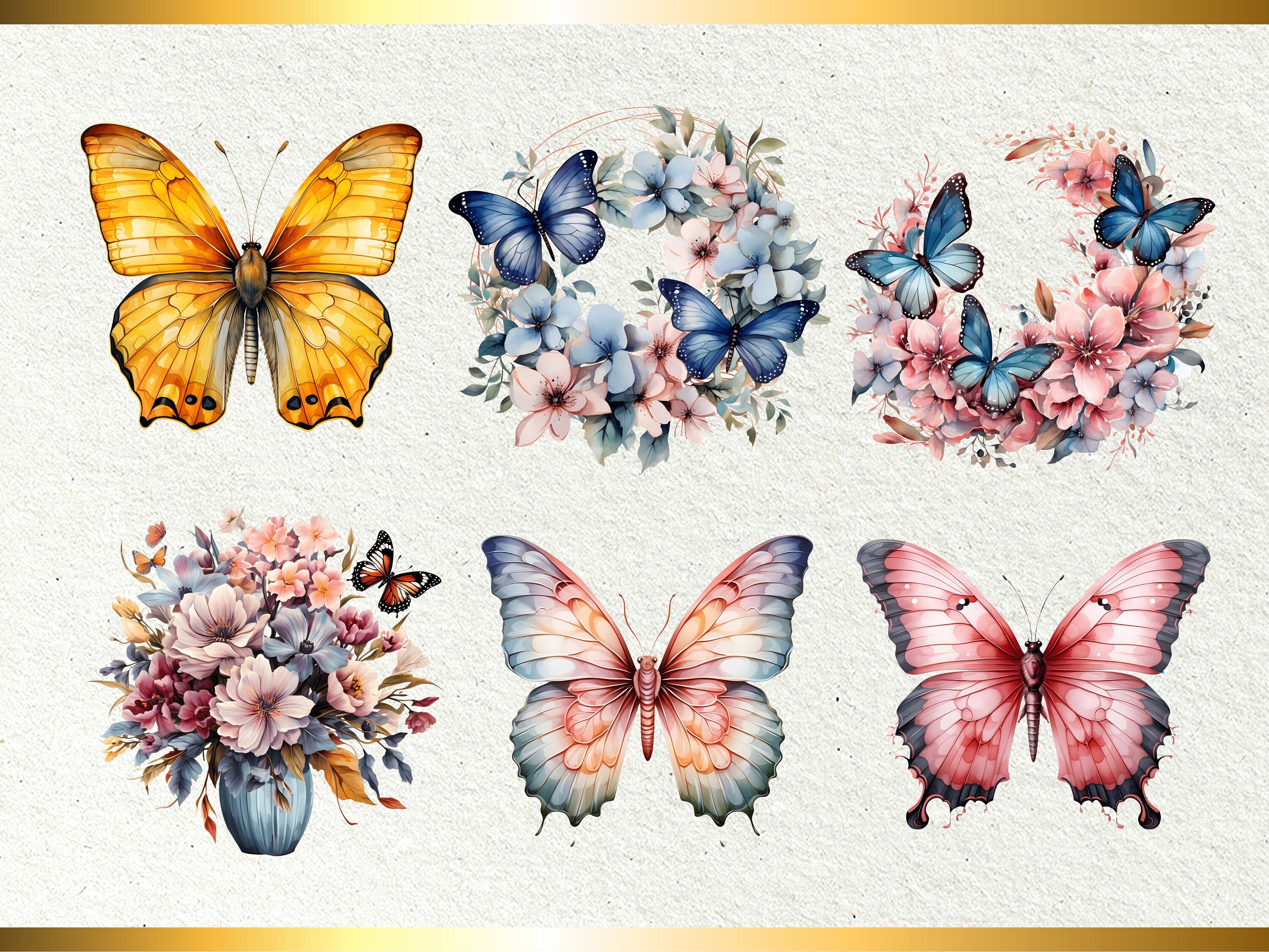 301 Bonus Watercolor Butterflies Clipart, Butterfly PNG, Colorful ...