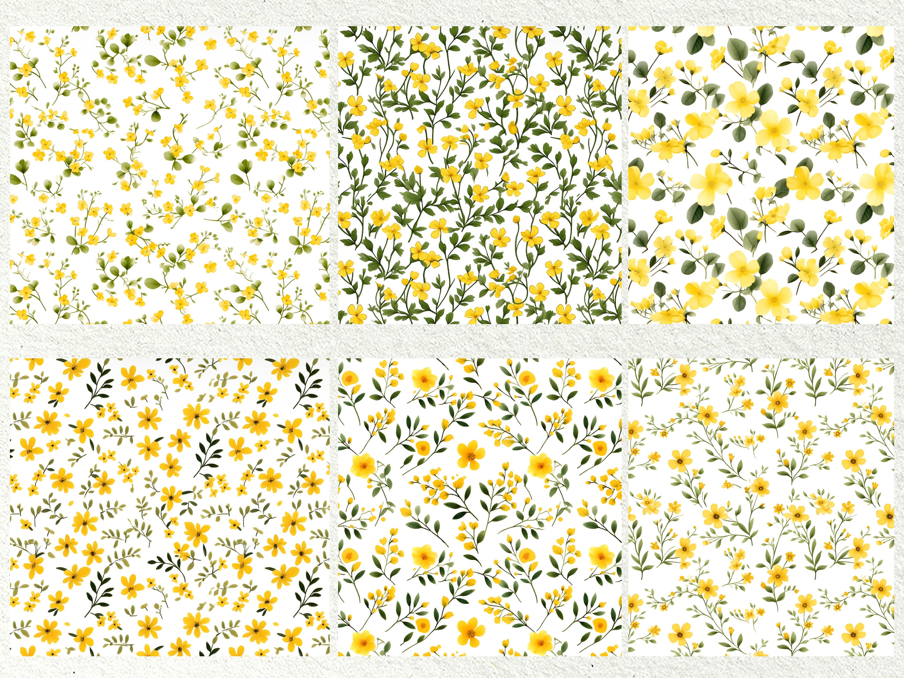 25 Seamless Yellow Flower Patterns - High-res Digital Backgrounds for ...
