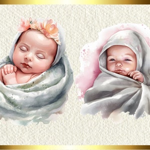 Beautiful Watercolor Newborn Baby Clipart Set | 10 High-quality PNG ...
