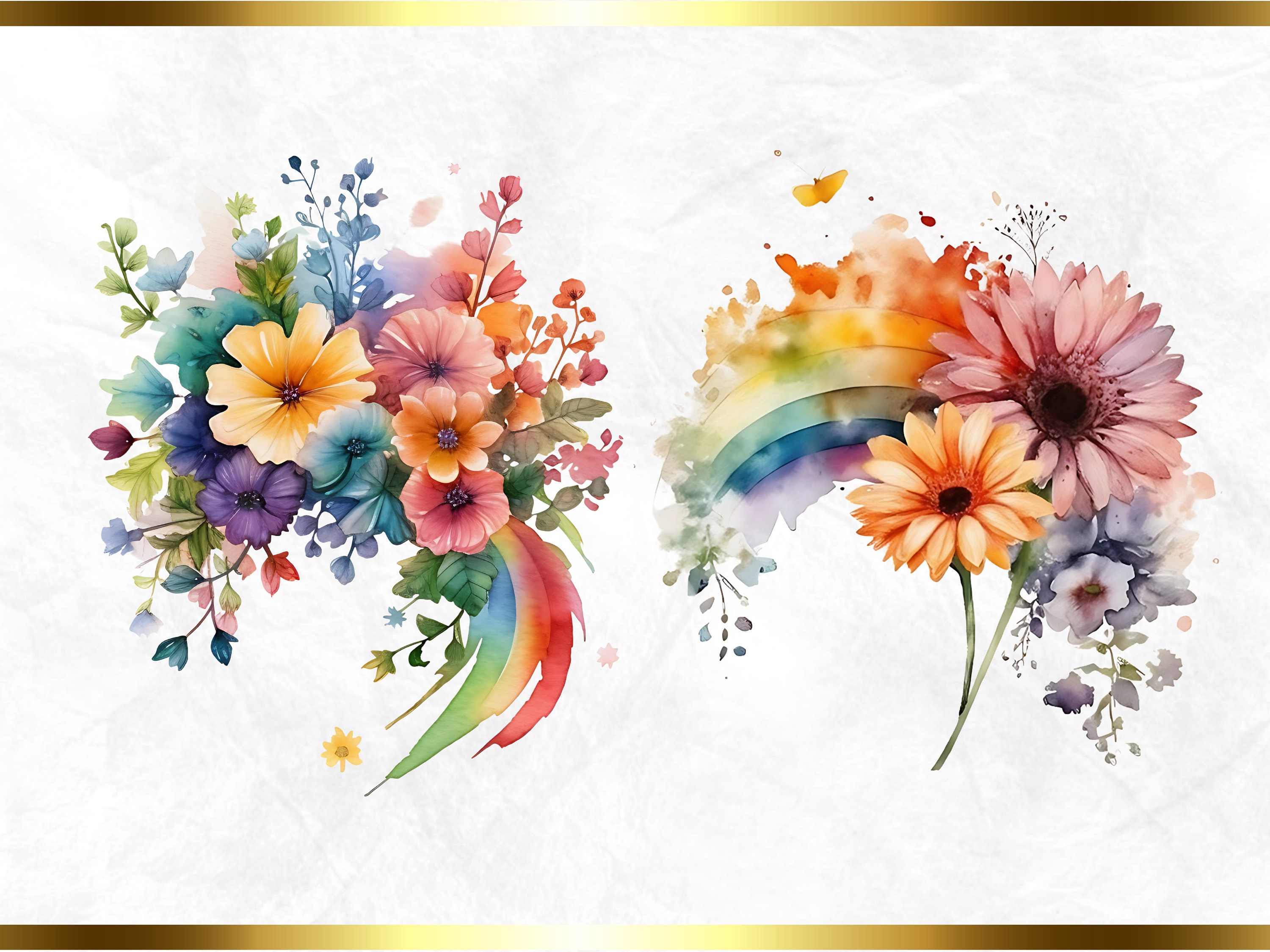 Minimalistic Rainbow Watercolor Clipart Set 10 PNG Images, DIY Crafting ...