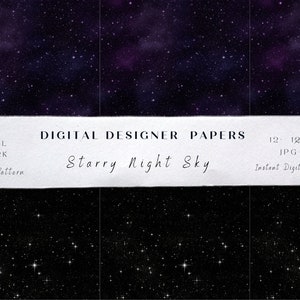 Starry Night Sky Digital Paper, Seamless Galaxy Pattern (digital ...