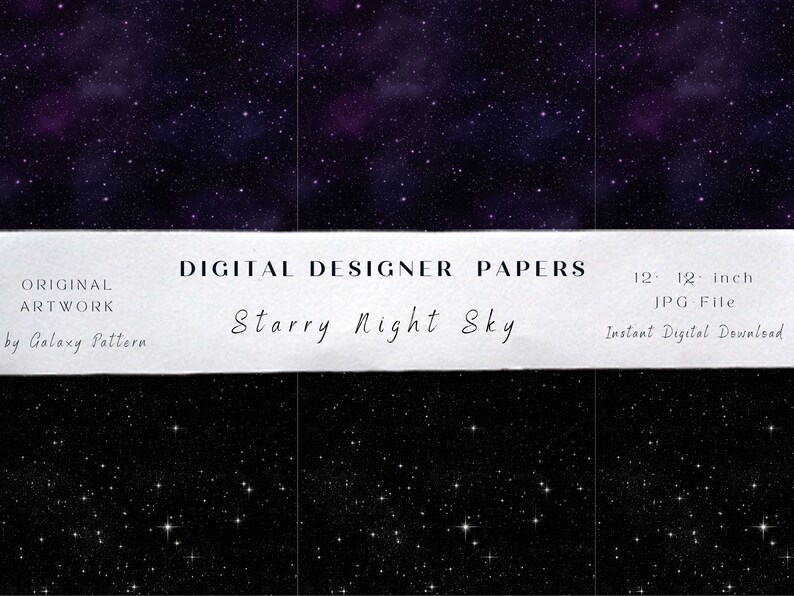 Starry Night Sky Digital Paper, Seamless Galaxy Pattern (digital ...