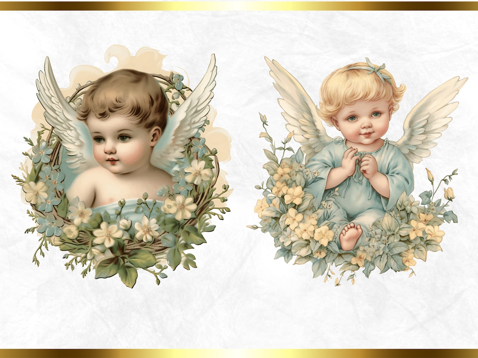 Vintage Angel Baby Boy Clipart Set | 10 High-quality PNG Images | DIY ...