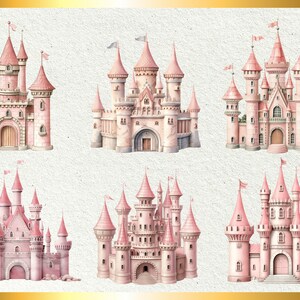 24+1 Bonus Vintage Pink Fairy Tale Castle Clipart - High-quality PNG ...