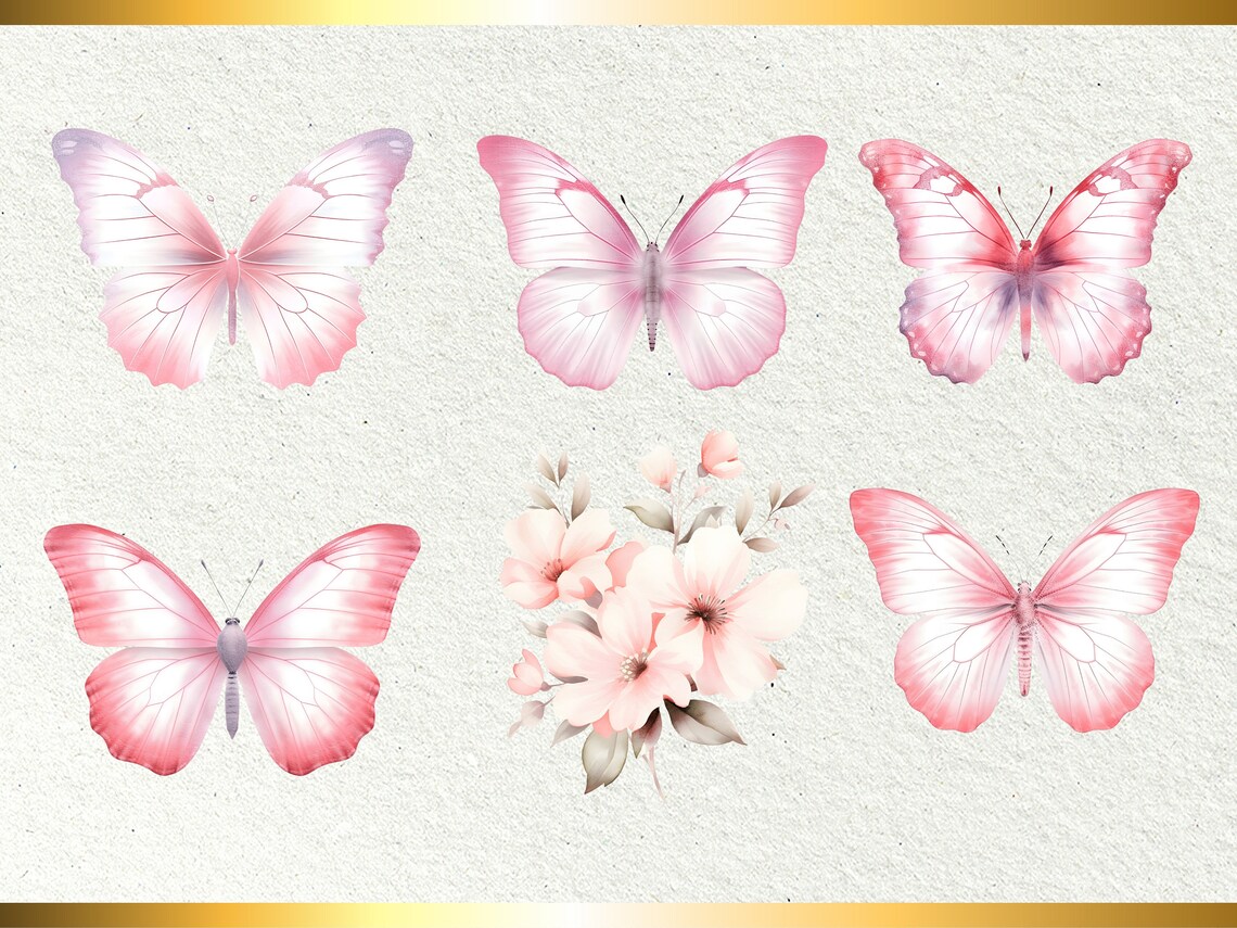 Pink Butterfly Clipart, Flowers Clipart, 302 Png Files With Transparent ...
