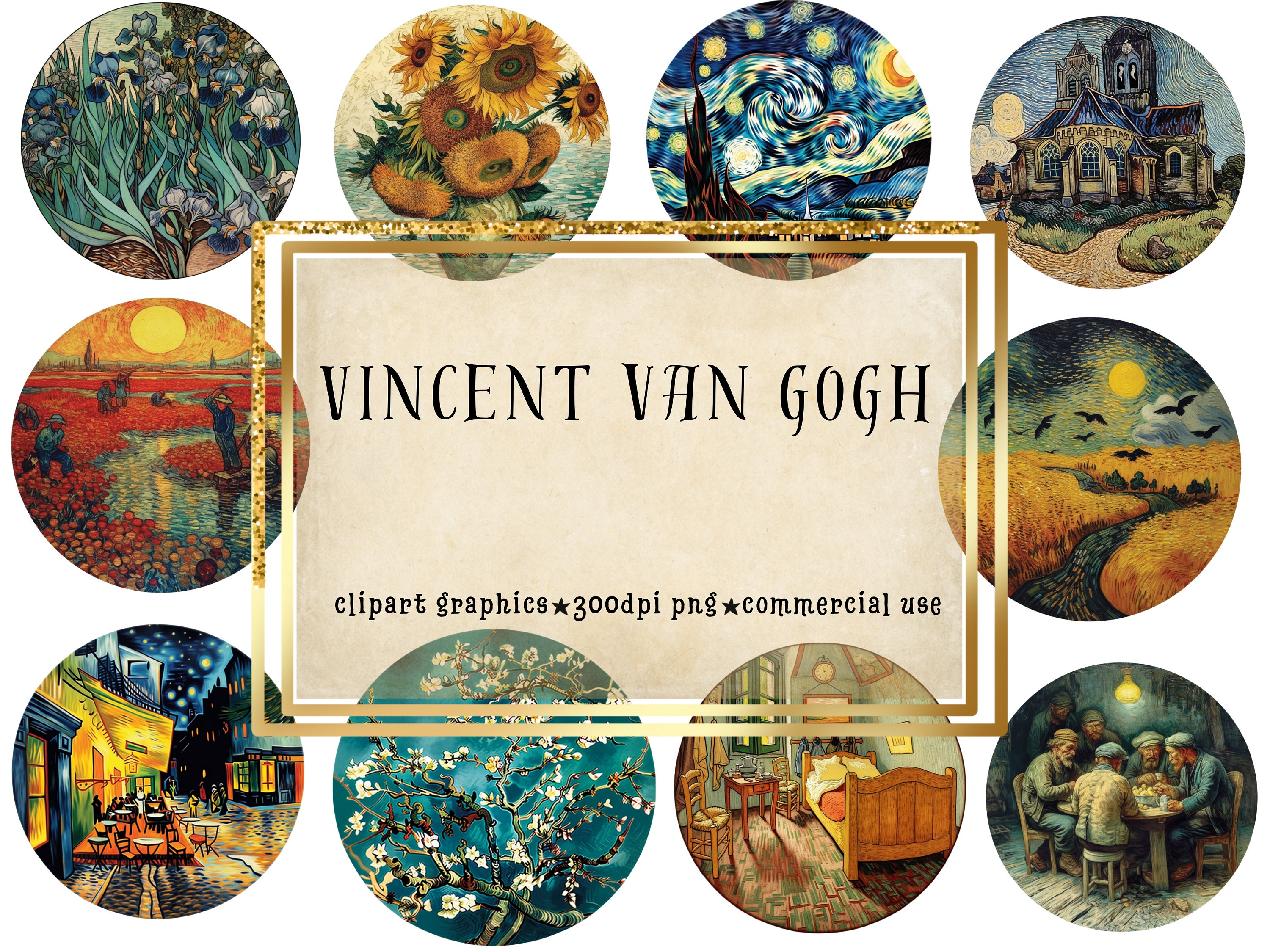 Vincent Van Gogh Clipart Set High Quality PNG Images of 10 Famous ...