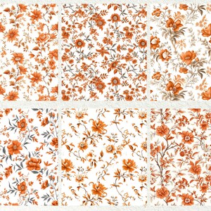 Burnt Orange Chinoiserie Floral Pattern: Seamless Vintage Design (JPG ...