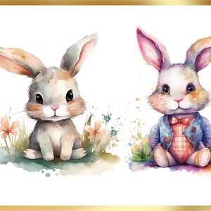 10-pack Baby Bunny Clipart Watercolor Illustration Digital - Etsy