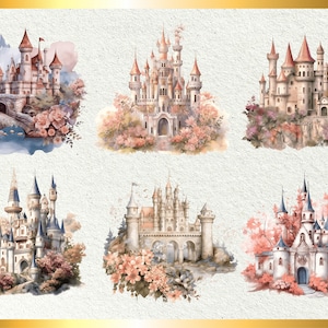 Magical Watercolor Castle Clipart - 30 Fairytale Castles, Pngs for ...