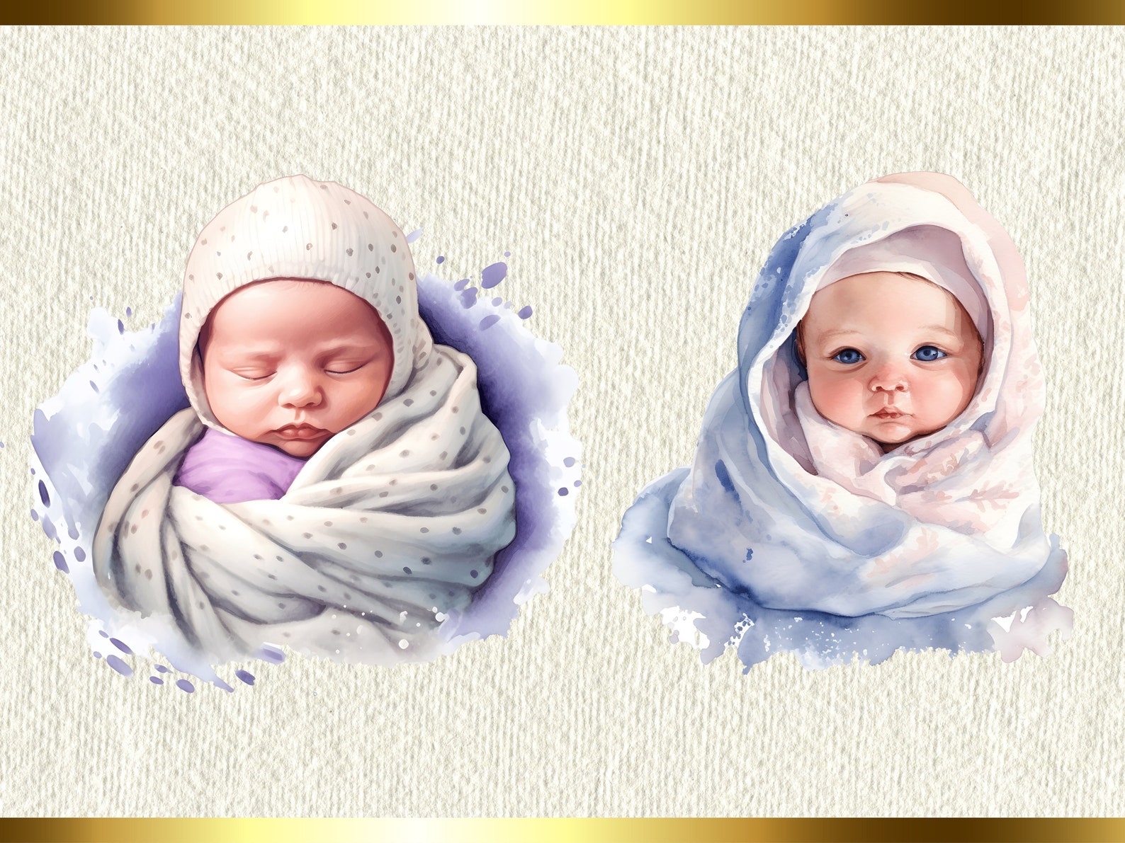 Beautiful Watercolor Newborn Baby Clipart Set | 10 High-quality PNG ...