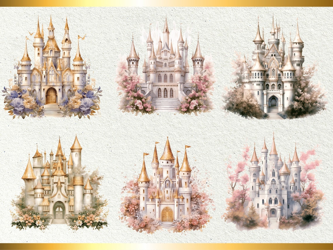 Watercolor Castle Clipart - 30 Fairytale Castles, Angela Barrett-style ...
