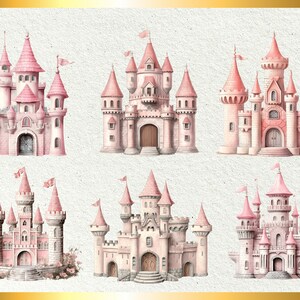 24+1 Bonus Vintage Pink Fairy Tale Castle Clipart - High-quality PNG ...