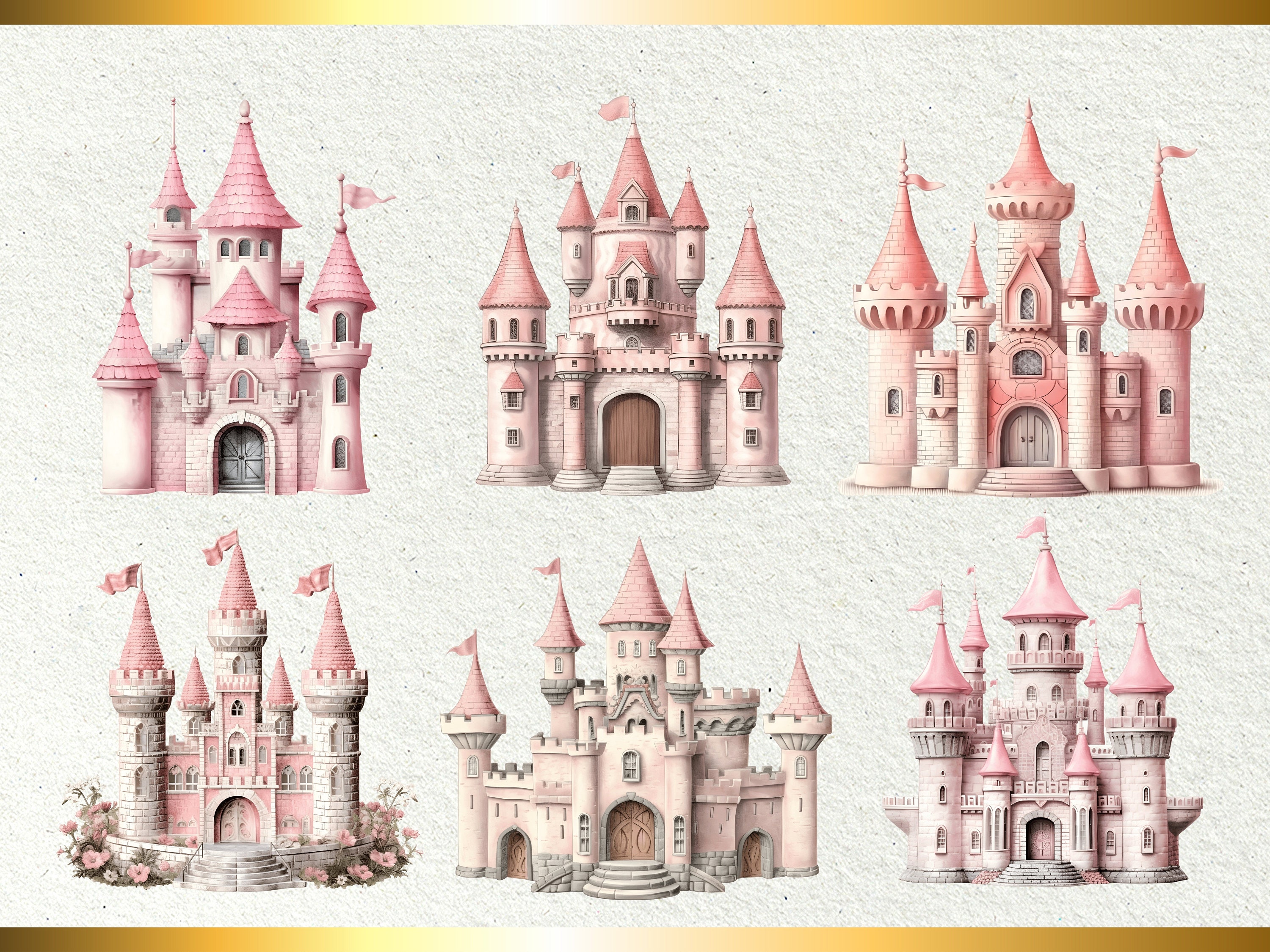 241 Bonus Vintage Pink Fairy Tale Castle Clipart High-quality PNG ...