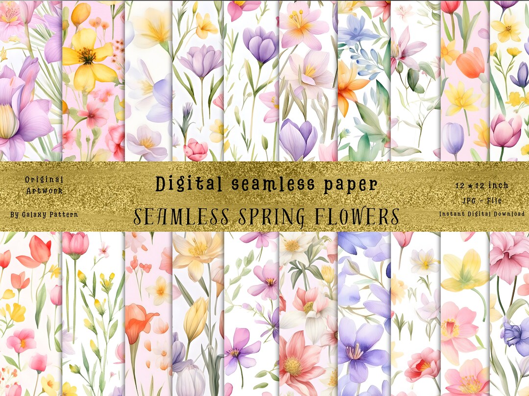 21 Spring Flower Seamless Patterns + Bonus: Angela Berette Inspired ...