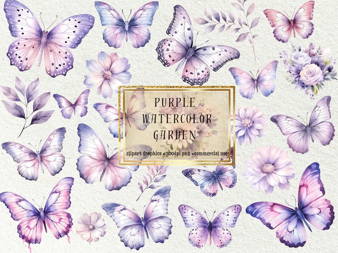 40+1 Bonus Purple Butterfly Clipart, Butterfly PNG, Butterflies Clipart ...