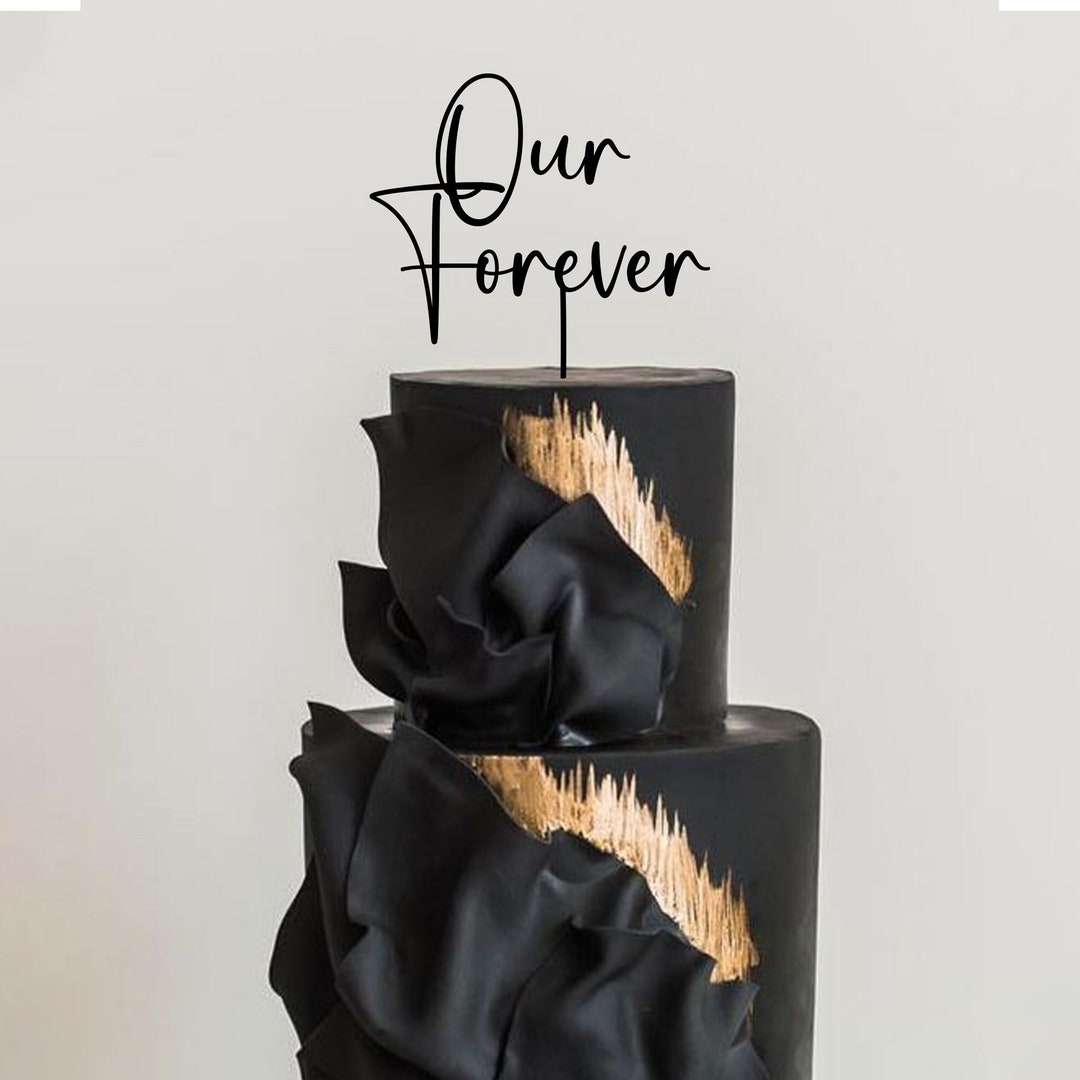 Wooden Script Our Forever Wedding Cake Topper / Anniversary ...