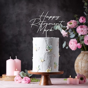 Personalised Retirement Cake Topper With Name Wooden Retirement Decor ...