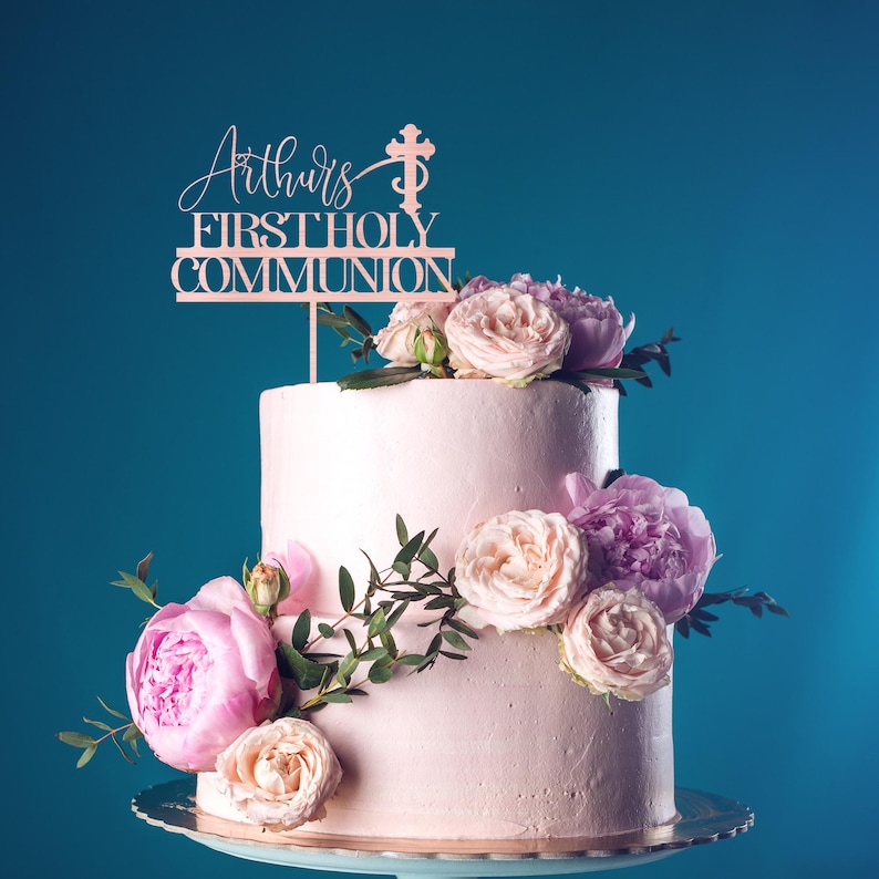 First Holy Communion Cake Topper With Name Personalised Baptism ...