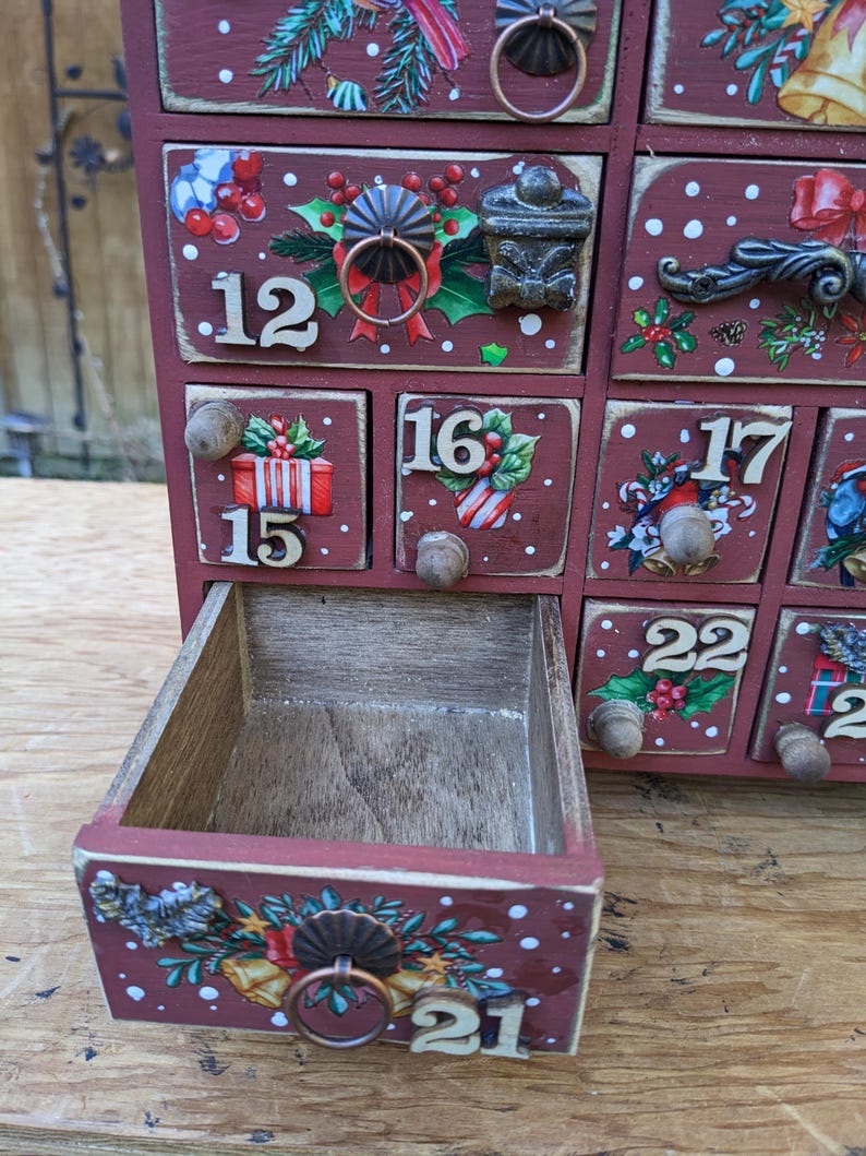 Extra Large Wooden Advent Calendar: Large Drawer Adults and Children ...
