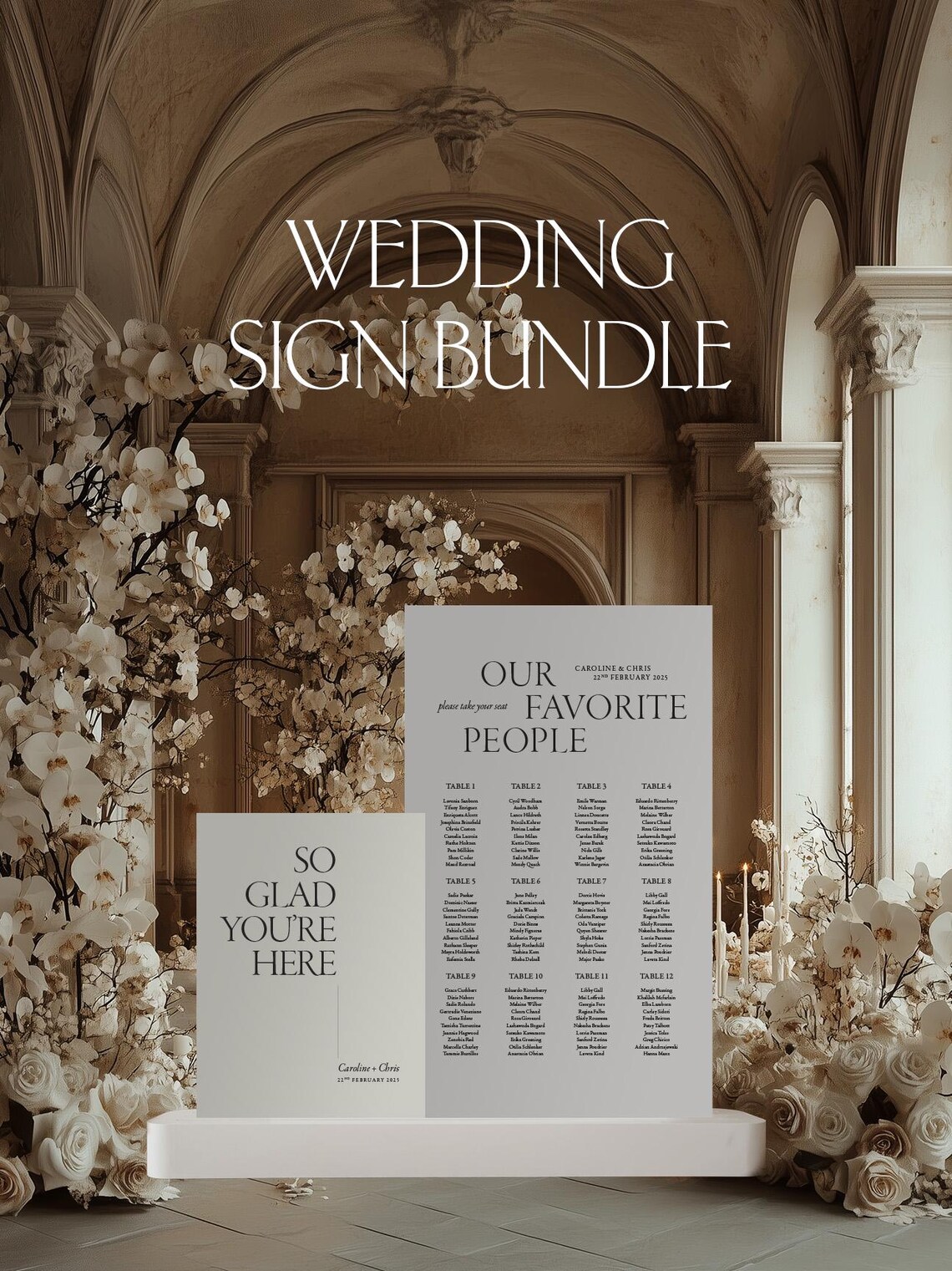 Wedding Sign Bundle Minimalist Design Modern Seating Chart Welcome Sign ...