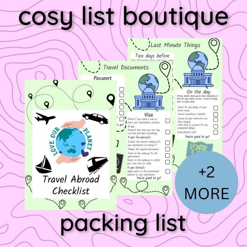 Easy to Use Printable Travel Packing Checklist Abroad Holiday Vacation ...