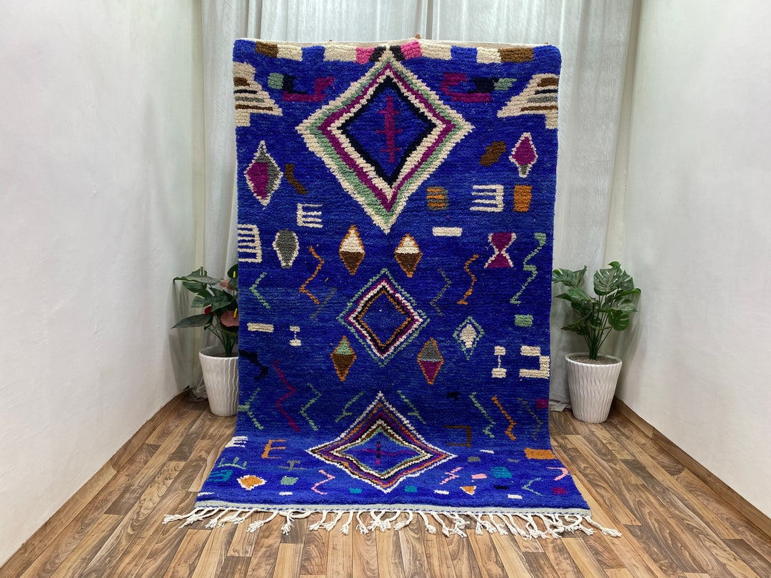 Beni Ourain Blue Rug Colorful Beni Ourain Custom Rug Blue - Etsy
