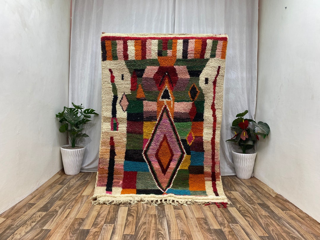 Moroccan Colorful Abstract Rug, Large Boujaad Rug, Custom Sized Rug in ...