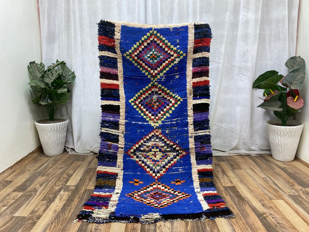 Colorful Vintage Rug Runner Azilal Area Rug for Bathroom - Etsy