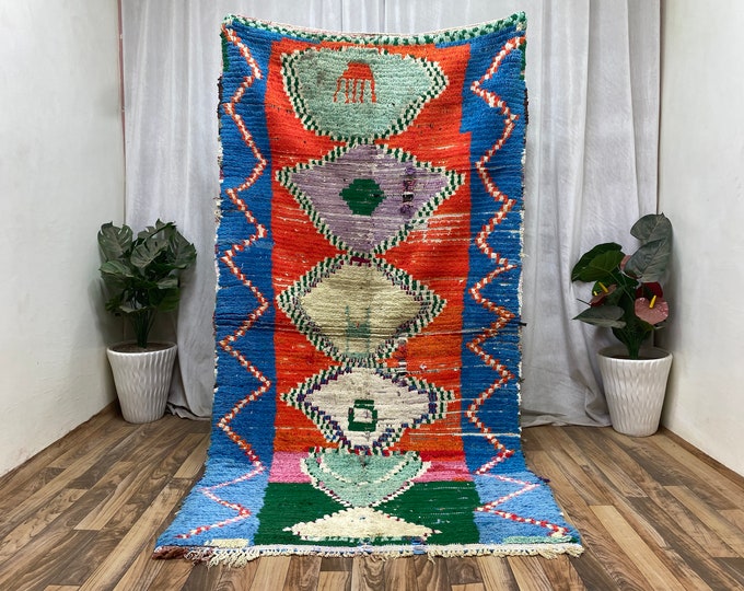 Blue Moroccan Berber Vintage Carpets, Rug Livnig Room Rug, Boho Runner ...