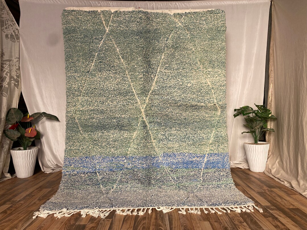 Steel Blue BENI OURAIN RUG, Custom Handwoven Moroccan Rug, Handmade ...