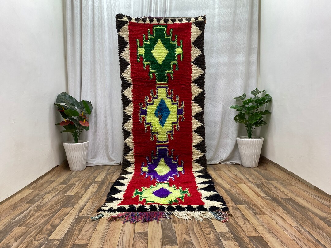 Moroccan Rug Runner Boho, Unique Berber Carpet, 3x9 Red Runner Rug ...