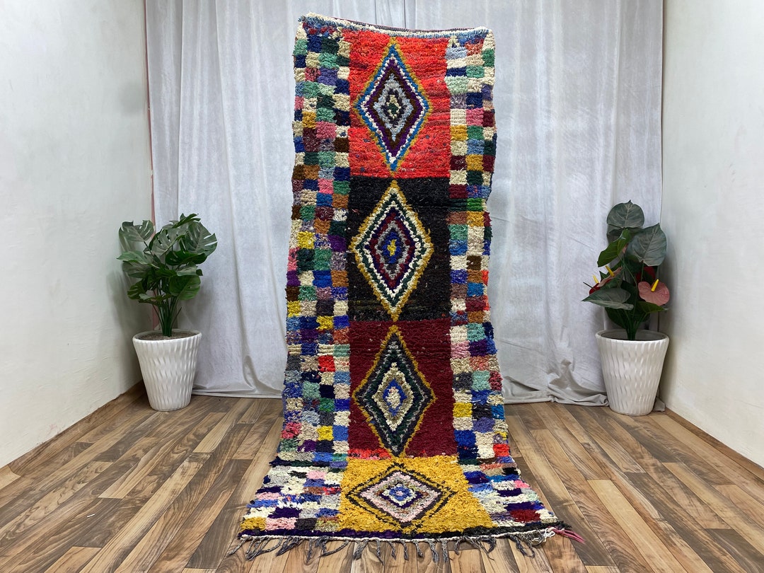 Vintage Moroccan Berber Runner Rug, Colorful Moroccan Hallway Rug ...