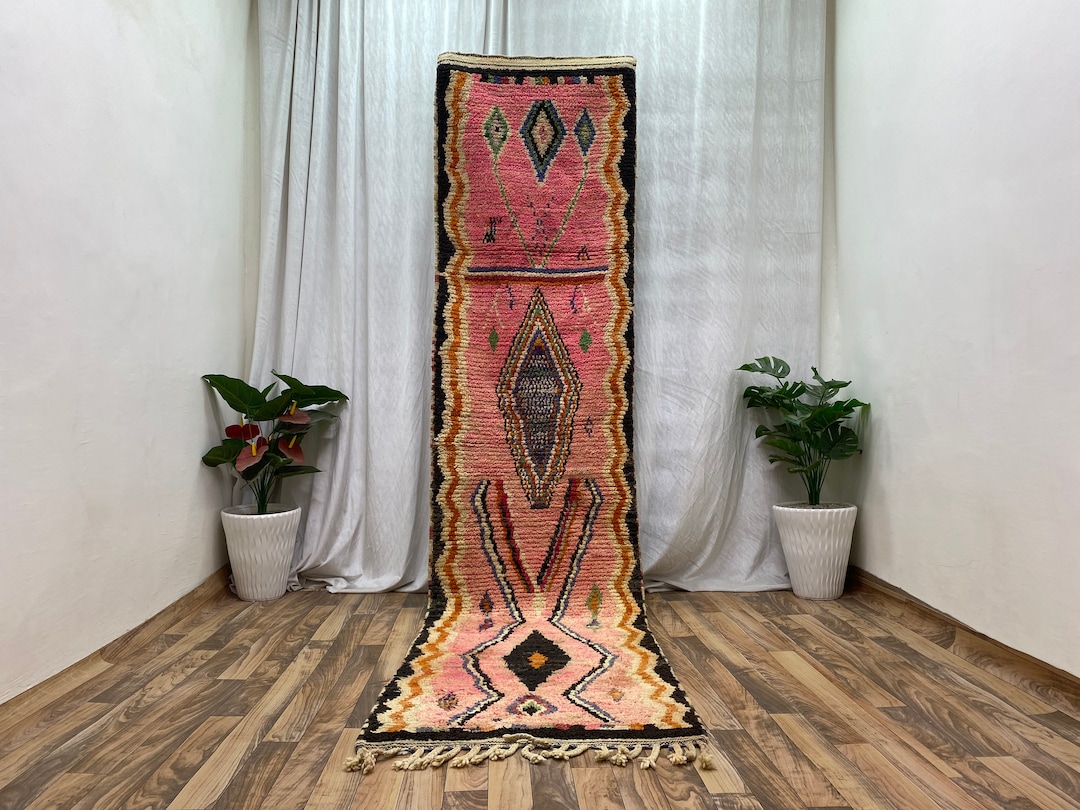 Custom Moroccan Runner Rug,berber Wool Runner Rug,pink Runner ,vintage ...