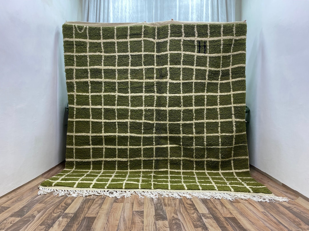 Green Beni Ourain Custom Rug - Emerald Green Rug - Olive Green Moroccan ...