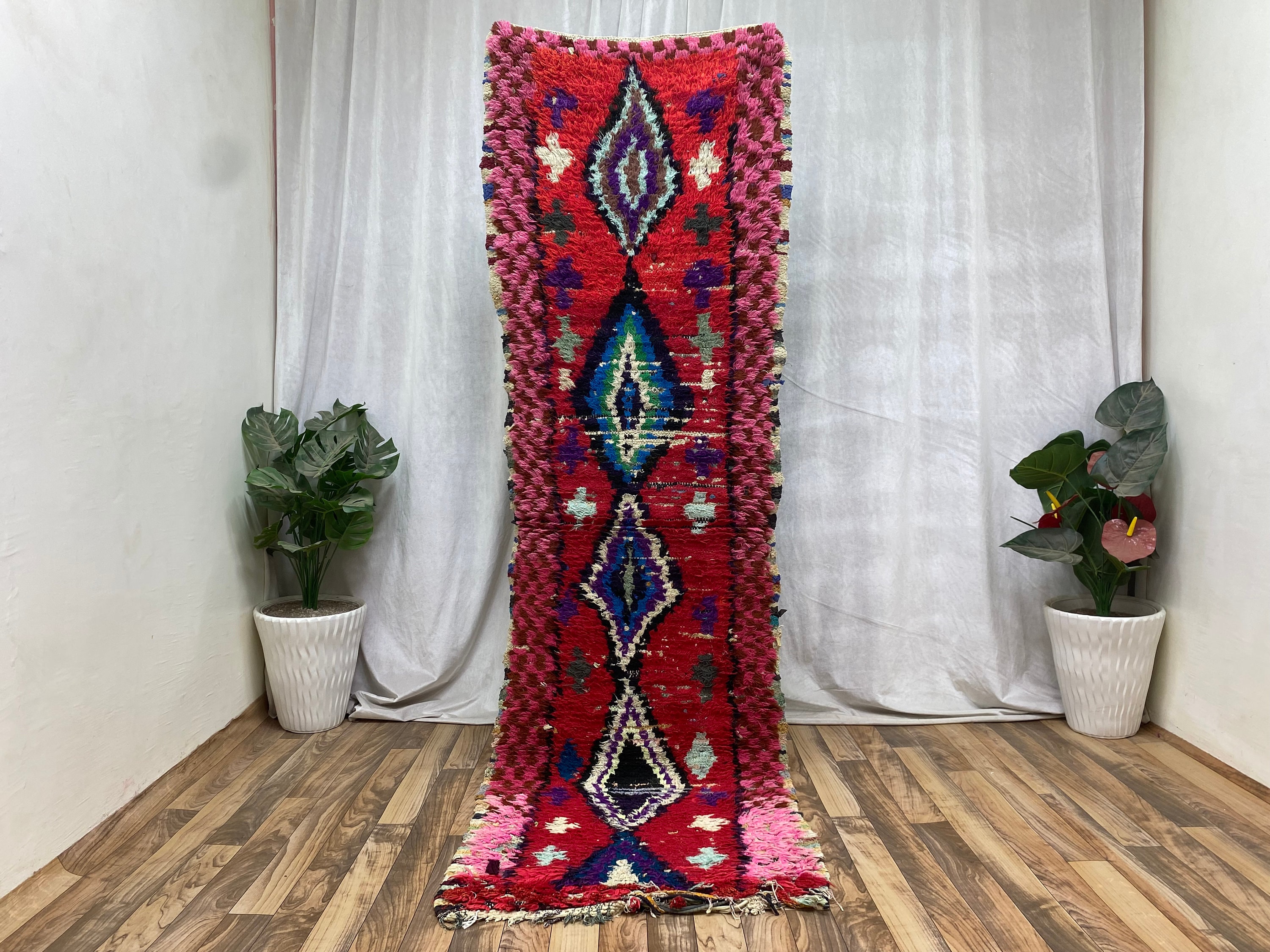 Moroccan Old Rug Runner, Colorful Narrow Runner Rug, Antque Azilal Rug ...